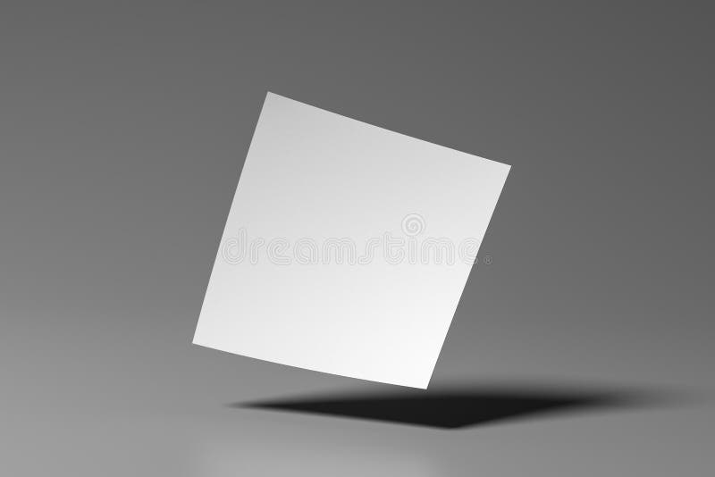 Square Flyer Paper Mockup Floating on Gray Background Stock ...