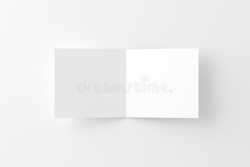 Square Folded Invitation Card with Envelope White Blank 3D Rendering ...