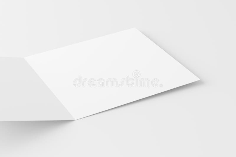 Square Folded Invitation Card with Envelope White Blank 3D Rendering ...