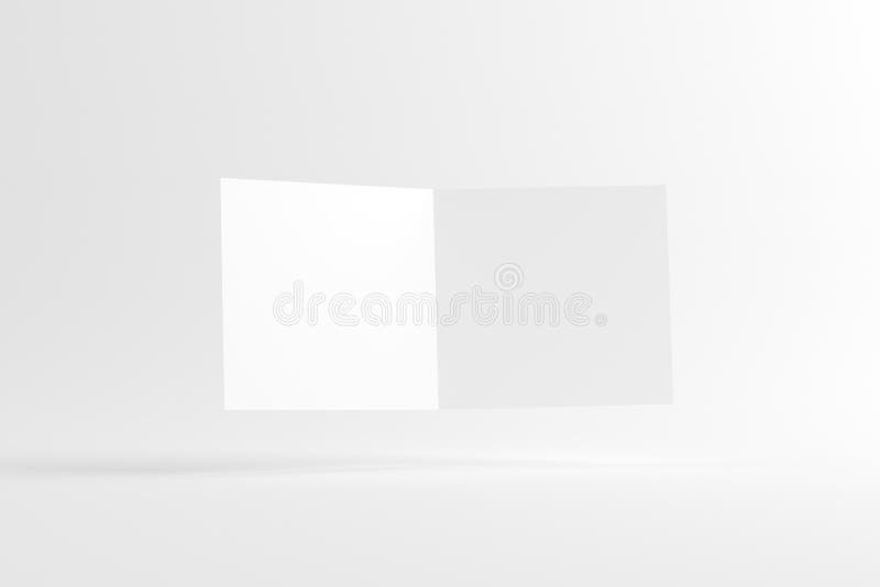 Square Folded Invitation Card with Envelope White Blank 3D Rendering ...