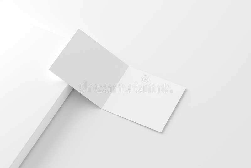Square Folded Invitation Card with Envelope White Blank 3D Rendering ...