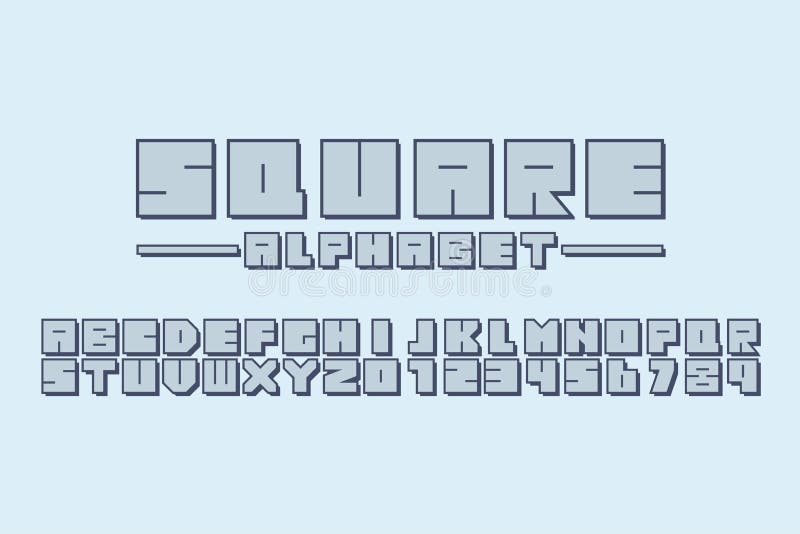 Square Font Alphabet a-Z Set in Flat Stock Illustration - Illustration ...