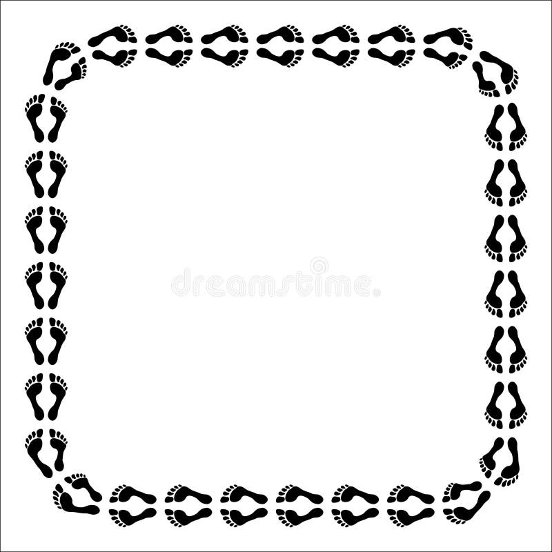 Square Foot Step Frame. Imprint, Silhouette of a Bare Human Foot Stock ...