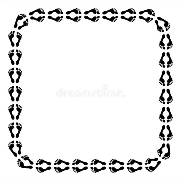 Square Foot Step Frame. Imprint, Silhouette of a Bare Human Foot Stock ...