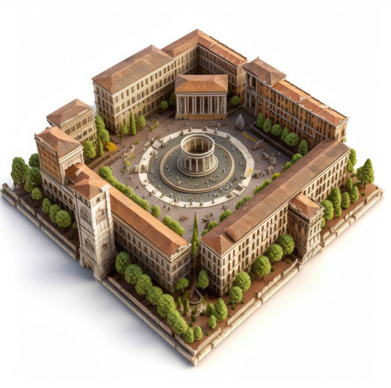 Square Form of Isometric Miniature of Rome Stock Illustration ...