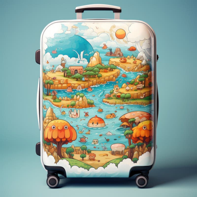Square Format Chibi Suitcase Stock Illustration - Illustration of dream ...