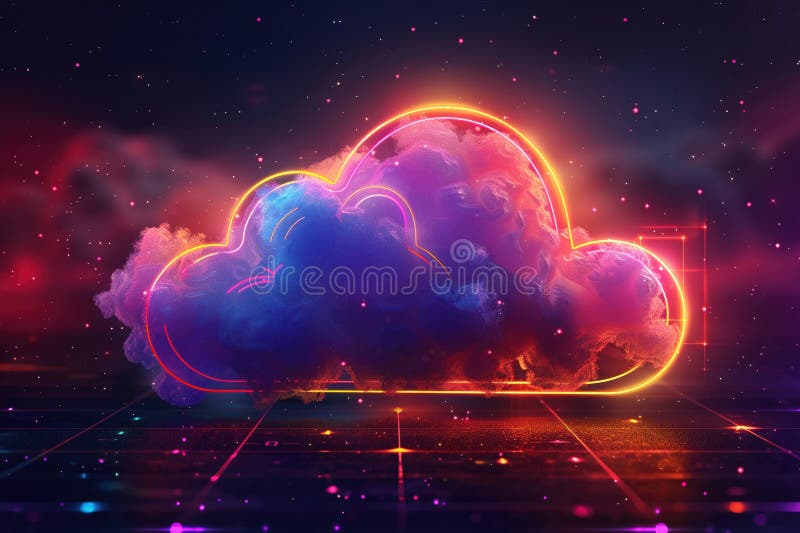 Square Format of a Cloud Drive Storage Icon Stock Illustration ...