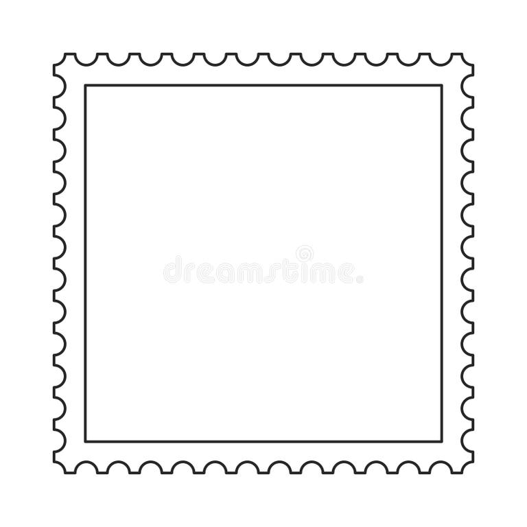Square Postage Stamp Outline Border Vector Stock Vector - Illustration ...