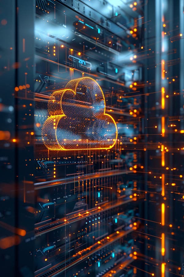 Square Format Render of a Cloud Computing Hub Stock Illustration ...