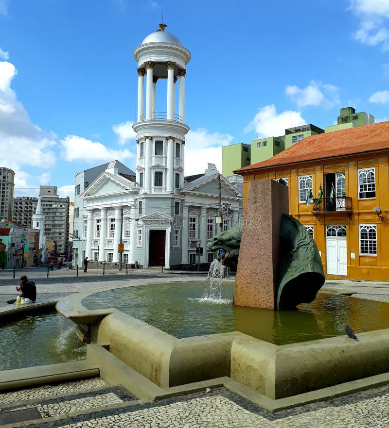 Square with fountain editorial stock photo. Image of square - 220040003