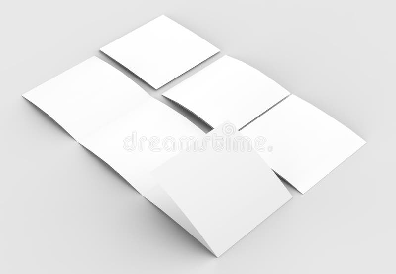 Square Four Folded - 4-Fold - Brochure Mock-up Isolated on Soft Stock ...