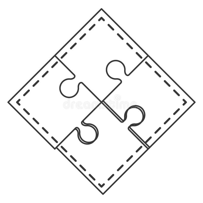 Square in Four Puzzle Pieces Icon Stock Illustration - Illustration of ...