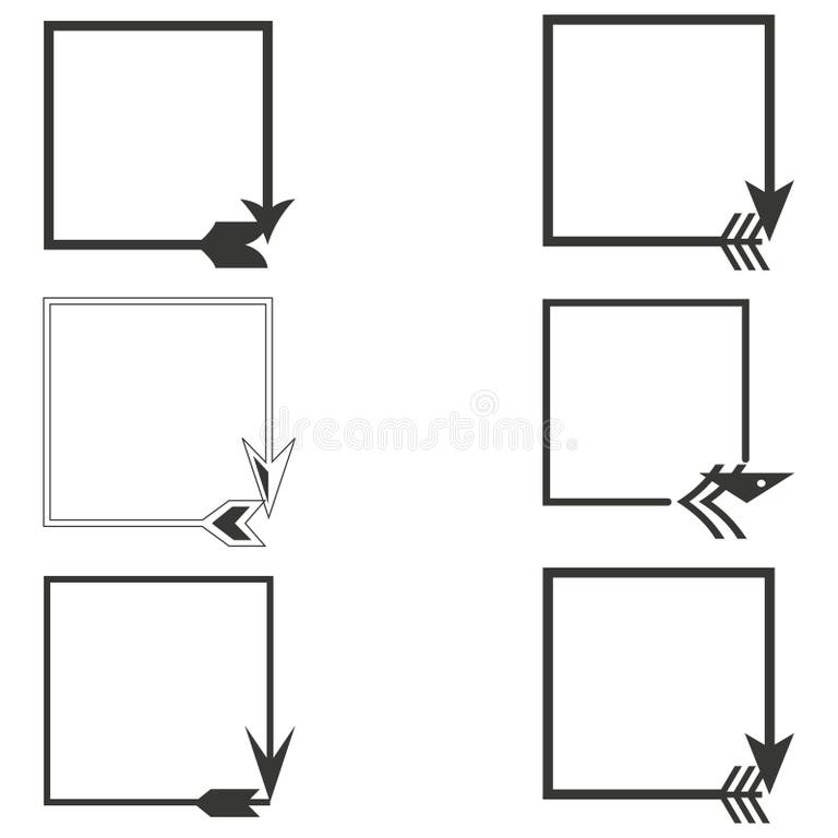 Square Frame Arrow. Border Vector Icon. Corner Pointer Shape. Black and ...