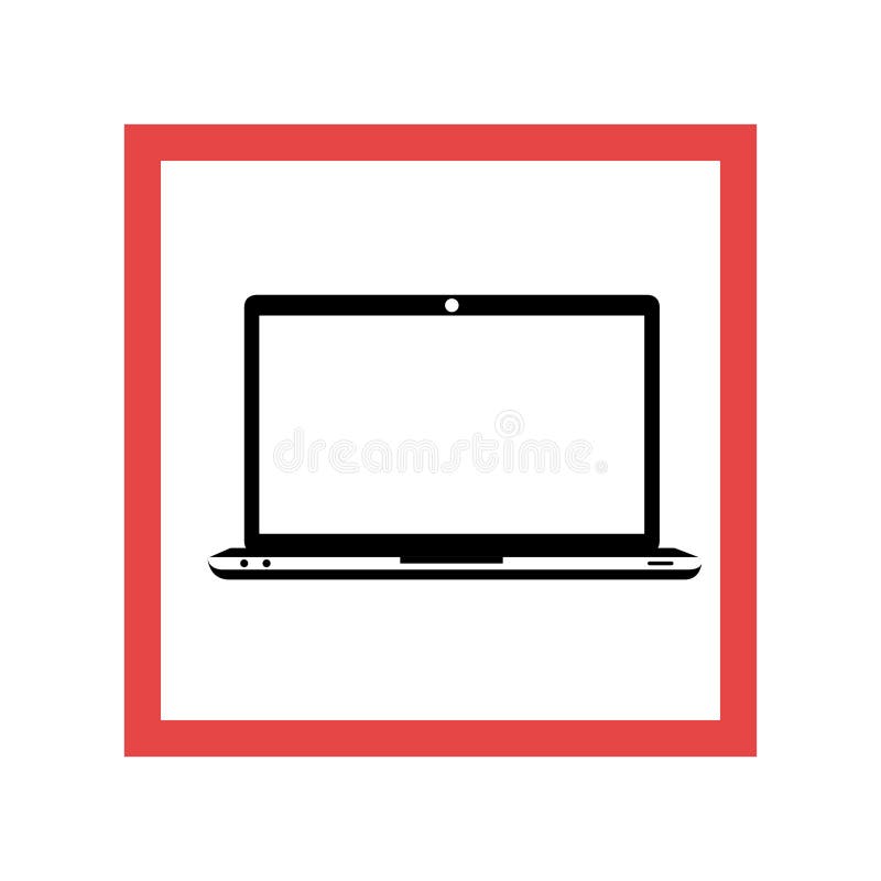 Square Frame with Black Contour Laptop Stock Vector - Illustration of ...