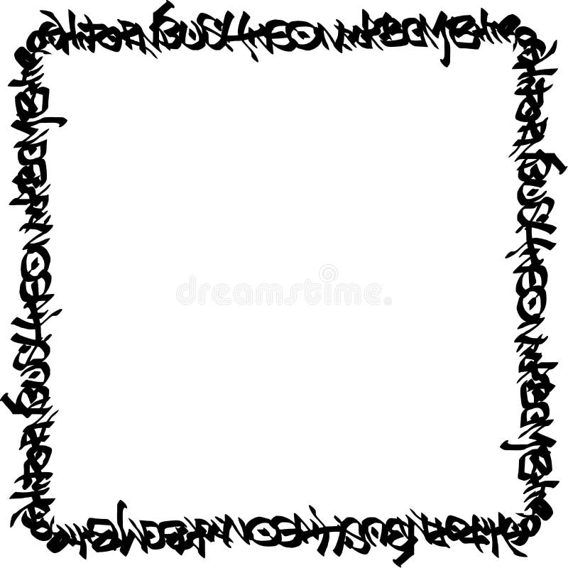 Square Frame Black Graffiti Tag Pattern on White Stock Vector ...