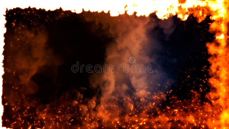 Square Frame of Blazing Smoke with Fire and Sparks - Abstract 3D ...