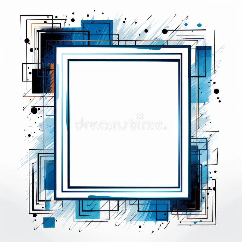A Square Frame with Blue and Black Lines on a White Background Stock ...
