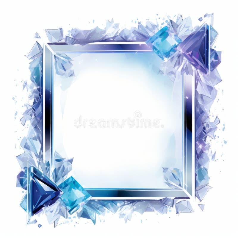 A Square Frame with Blue Crystals on it Stock Illustration ...