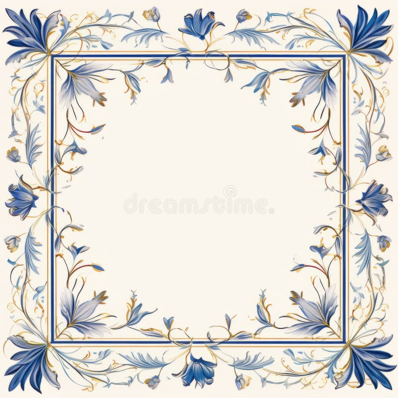 A Square Frame with Flowers and Leaves on a Light Pink Background Stock ...