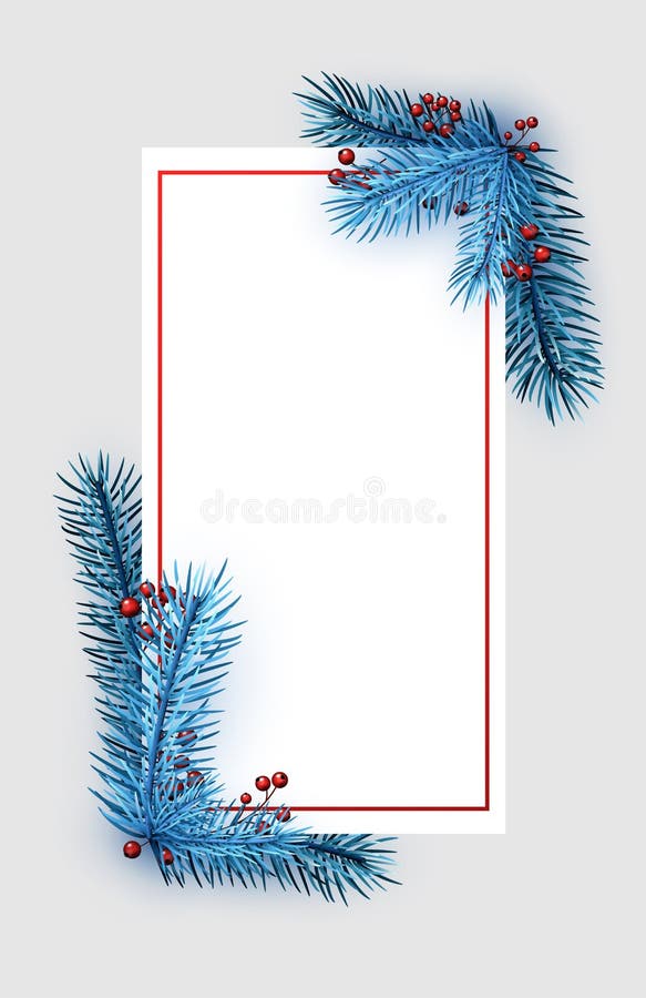 Square Frame with Blue Spruce Branches Stock Vector - Illustration of ...