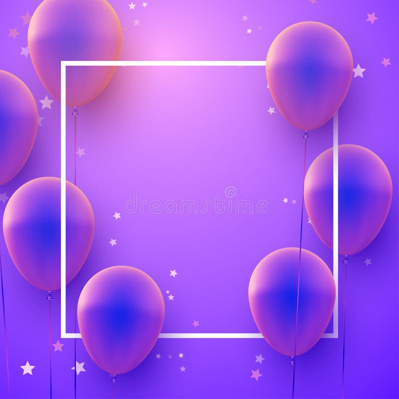 Square Frame with Blue and Violet Gradient Balloons Stock Vector ...