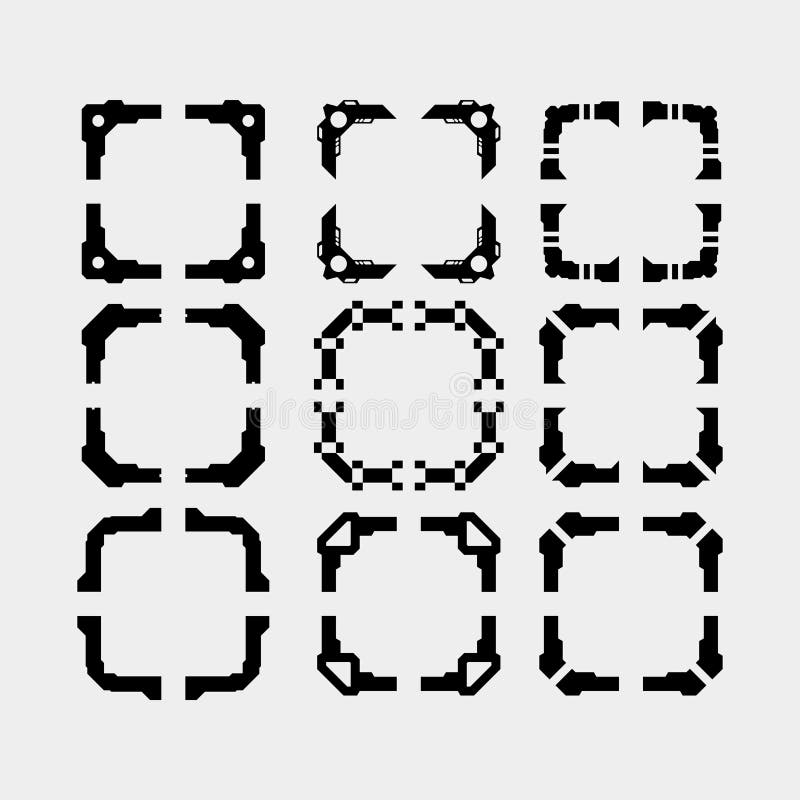 Square Frame Border Futuristic Abstract Technology Interface Editable ...