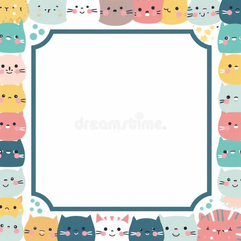 A Square Frame with a Bunch of Cats on it Stock Image - Image of ...