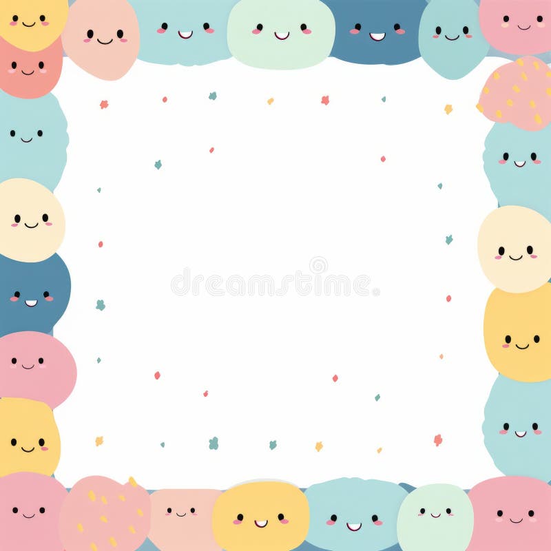 A Cute Square Frame with a Smiley Face on it Stock Illustration ...
