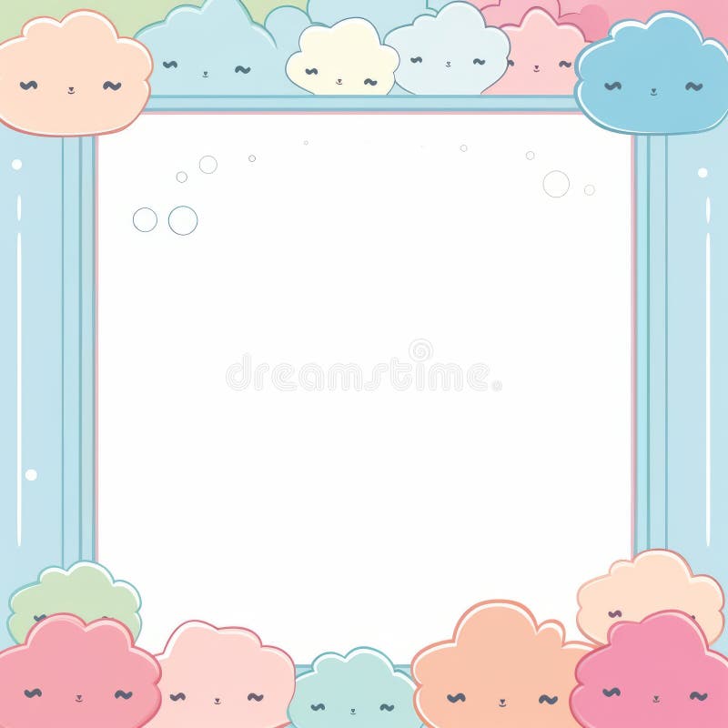 A Square Frame with Clouds and Hearts on it Stock Illustration ...