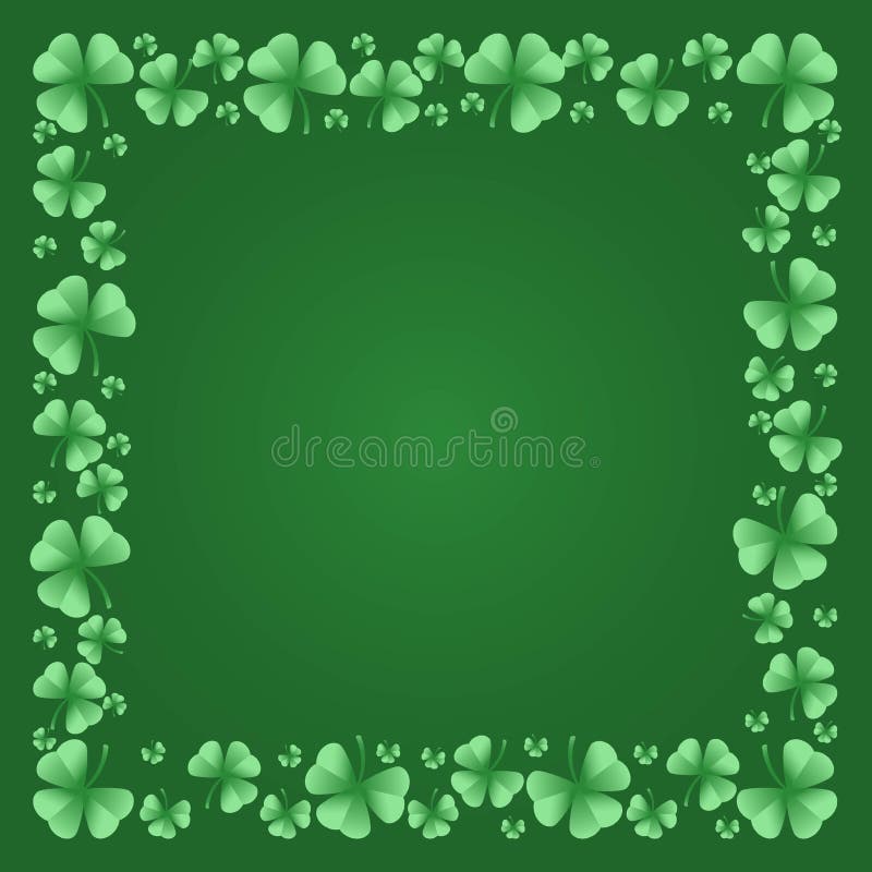 Square Frame with Clover Leaves Stock Vector - Illustration of party ...