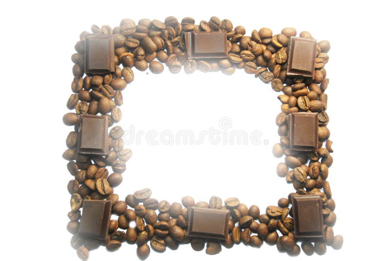 Square Frame of Coffee Beans and Chocolate Stock Image - Image of ...