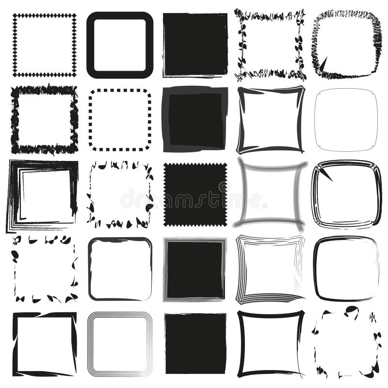 Square Frame Collection. Diverse Black Outlines. Geometric Border ...