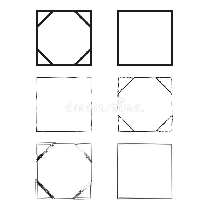Square Frame Collection. Geometric Border Set. Hand Drawn Vector ...