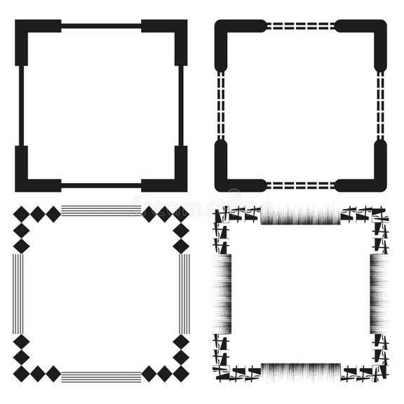 Square Frame Collection. Geometric Border Vector. Decorative Corner Elements. Minimalist ...