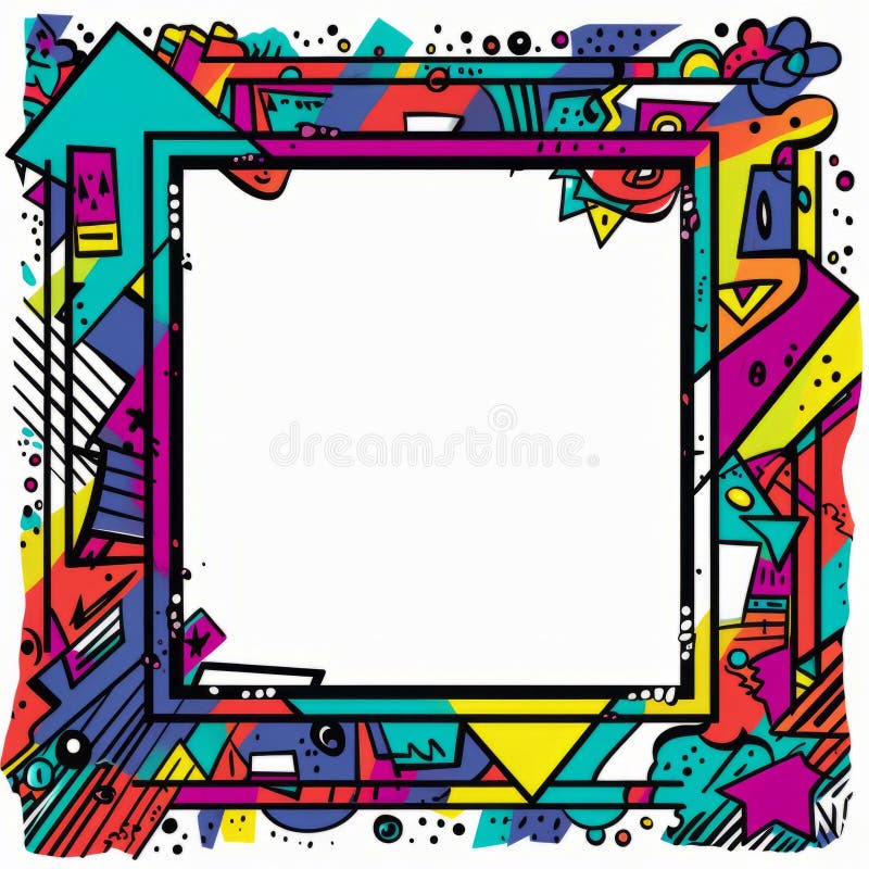 A Square Frame with a Colorful Design on it Stock Illustration ...