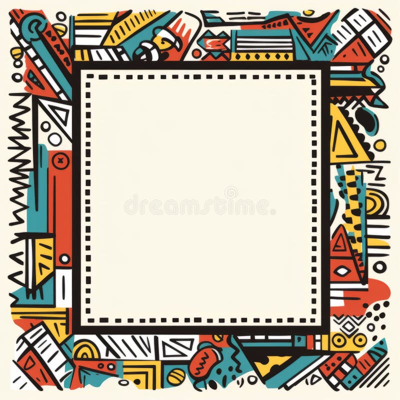 A Square Frame with Colorful Doodles on it Stock Illustration ...
