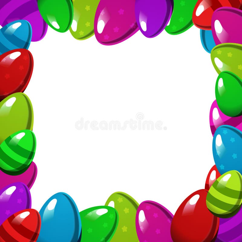 Square Frame with Colorful Easter Eggs for Word and Text. Vector for ...