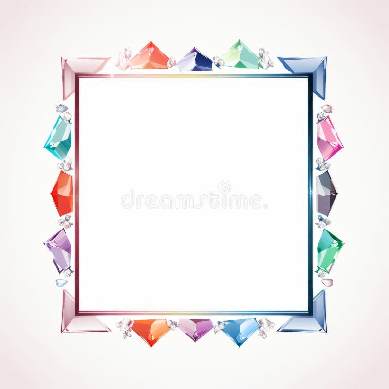 A Square Frame with Colorful Gems on it Stock Illustration ...