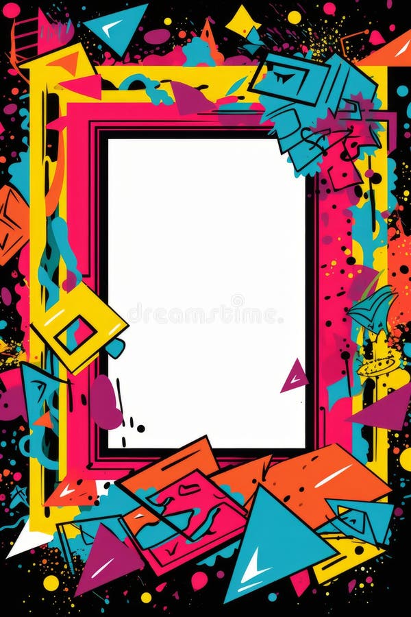 A Square Frame with Colorful Graffiti on it Stock Illustration ...