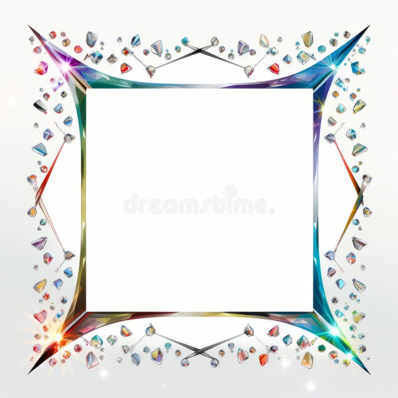 A Square Frame with Colorful Jewels on a White Background Stock ... A Square Frame with Colorful Jewels on a White Background Stock ...