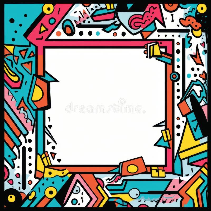 A Square Frame with Colorful Objects on it Stock Illustration ...