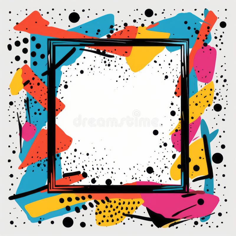 A Square Frame with Colorful Paint Splatters on it Stock Illustration ...