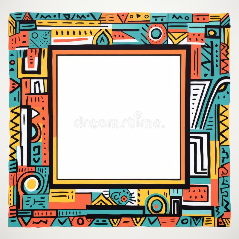 A Square Frame with a Colorful Pattern on it Stock Illustration ...
