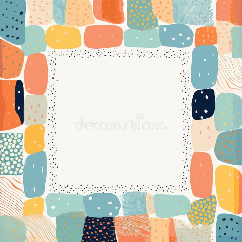 A Square Frame with a Colorful Pattern on it Stock Illustration ...
