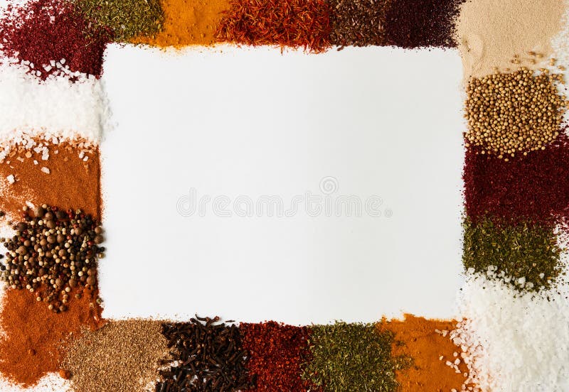 Square Frame Composition of Spices and Herbs Stock Photo - Image of ...