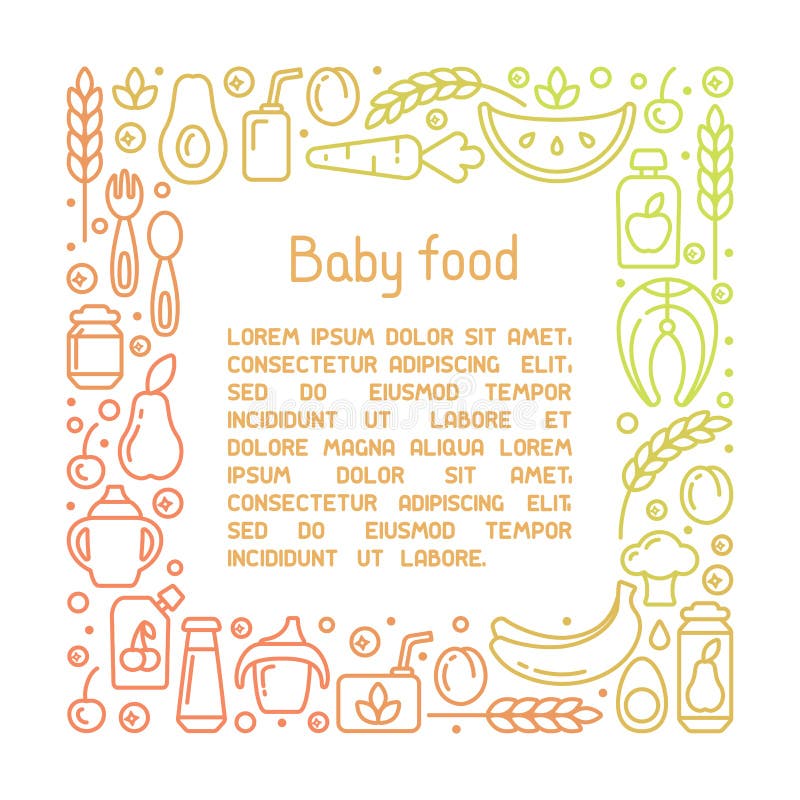 Square Frame Concept with Baby Hygiene Accessories in Flat Style Stock ...