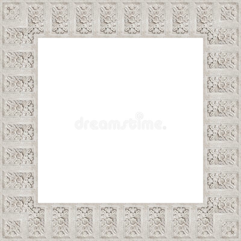 SQUARE FRAME CONCEPT of an OLD AGED STONE CARVED FRAME with Floral and ...