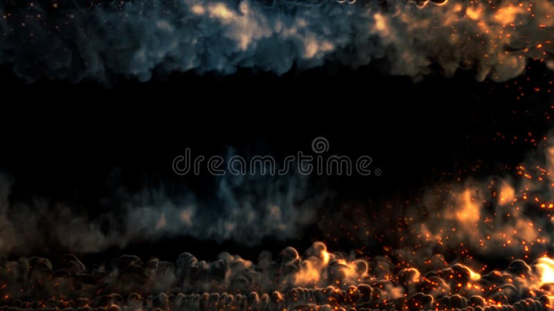 Square Frame for Content of Burning Smoke with Fire and Sparks ...