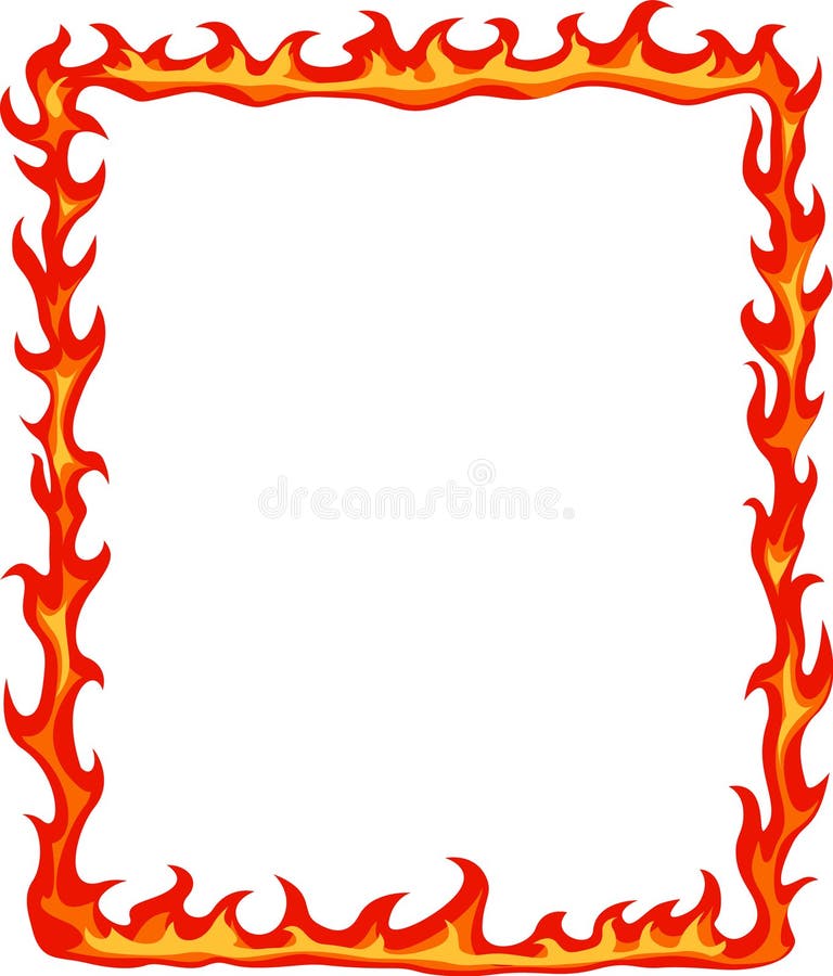 Square Frame Created by Cartoon Fire Flames Providing a Vibrant and ...