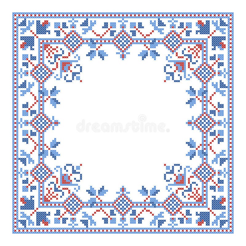 Square frame cross stitch stock vector. Illustration of ethnic - 269562574